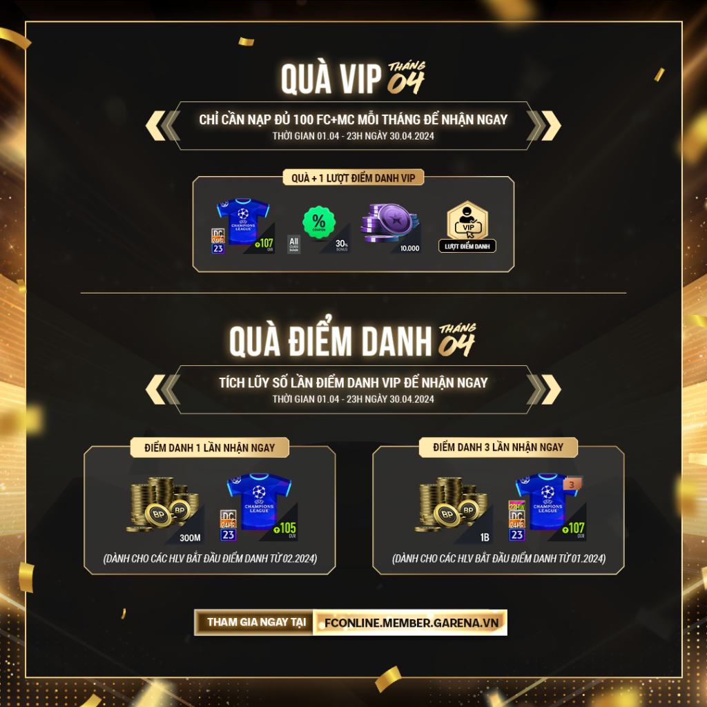 WELCOME TO FC ONLINE – Cập Nhật VIP Tháng 04.2024: Khởi Đầu Tháng Mới ...
