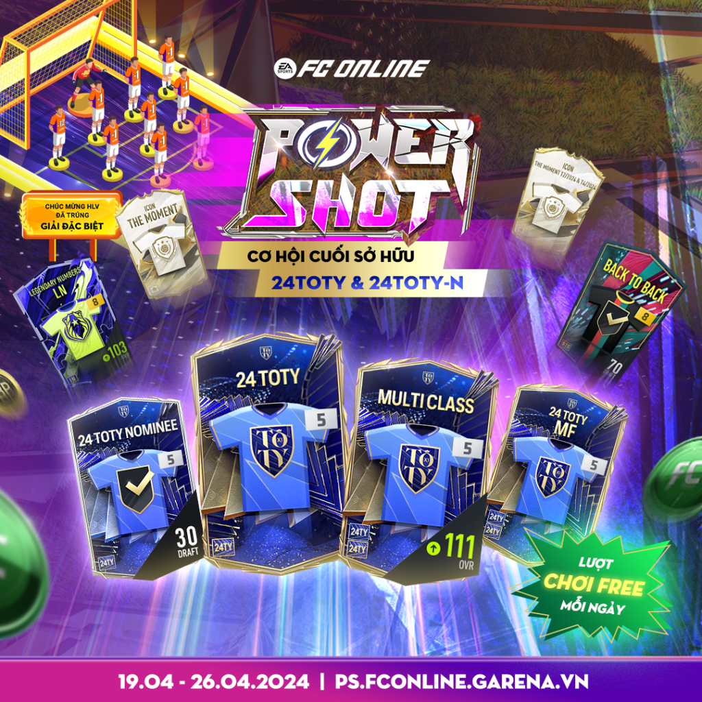 WELCOME TO FC ONLINE – [Power Shot T4] Cơ Hội Cuối Sở Hữu 24TOTY & 24TOTY-N