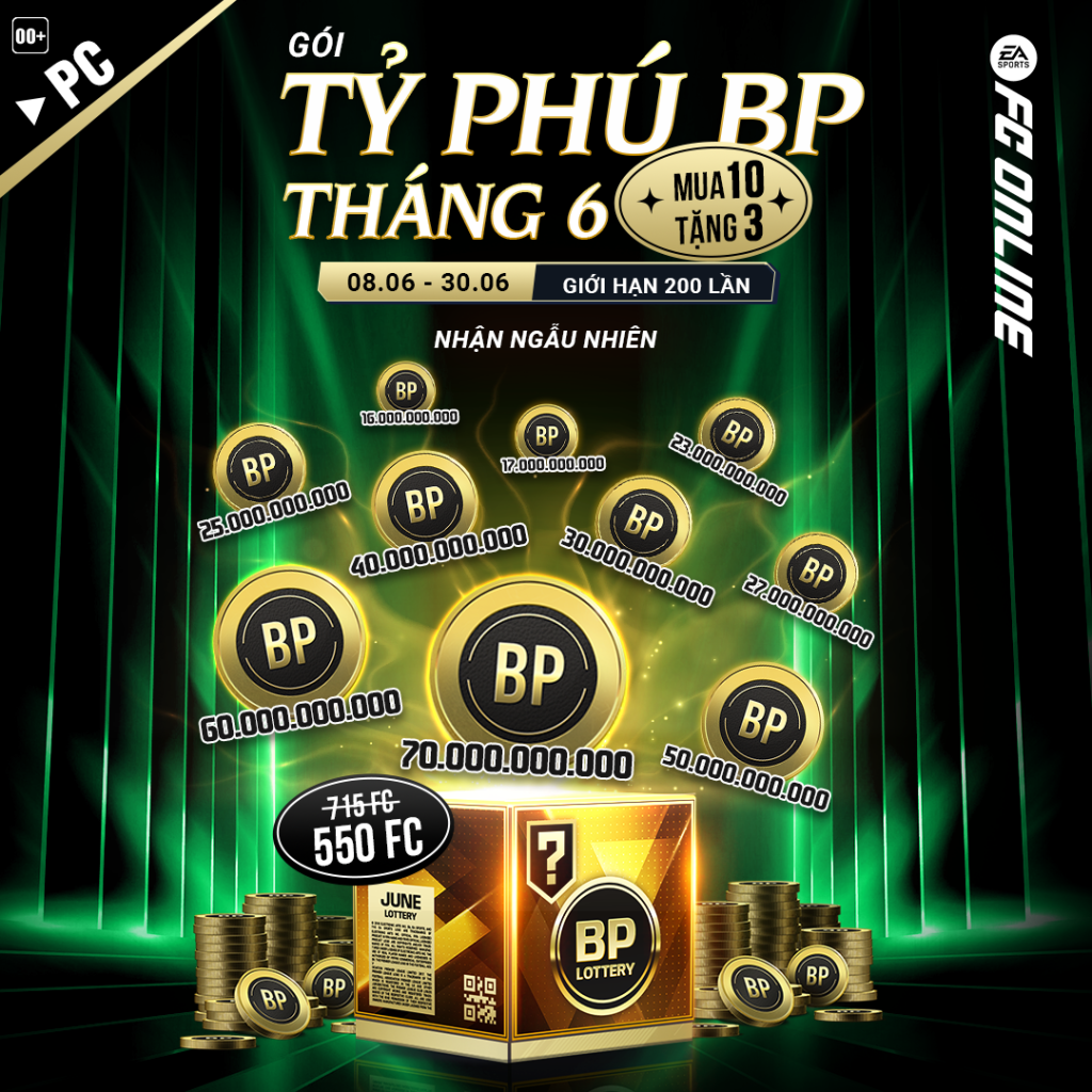 WELCOME TO FC ONLINE – Gói Tỷ Phú BP Tháng 06.2024: Rinh Về Tối Đa 60 ...