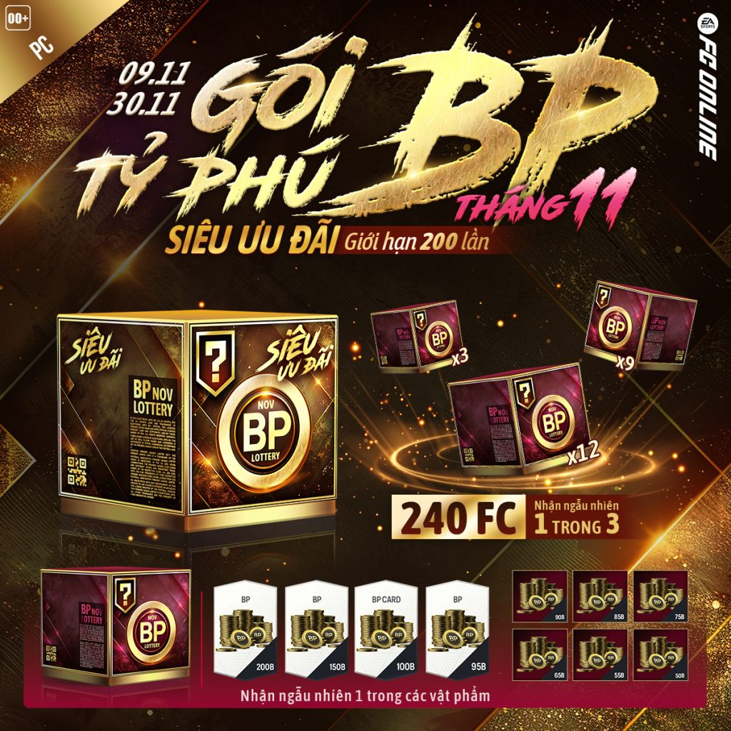 WELCOME TO FC ONLINE – Gói Tỷ Phú BP Tháng 11.2024: Săn Đón 200 Tỷ BP Chỉ Với 65 FC